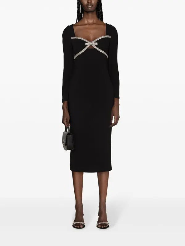 SELF-PORTRAIT Bow-detail Crepe Midi Dress - Black