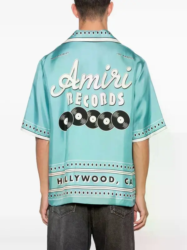 Amiri Records Graphic-print Silk Shirt
