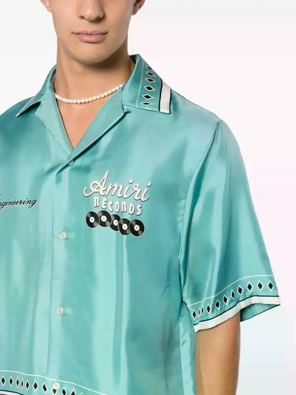 Amiri Records Graphic-print Silk Shirt