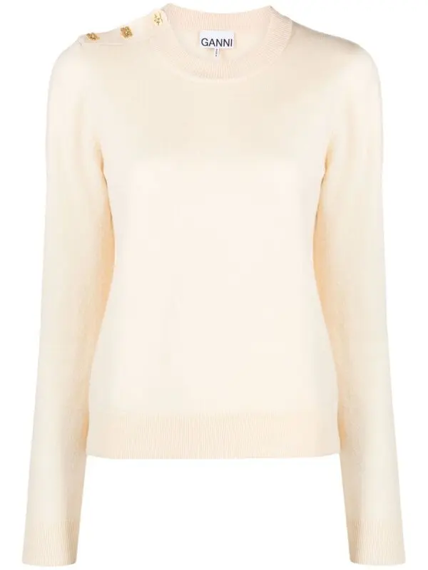 GANNI Mix Merino-cashmere Jumper - Neutrals