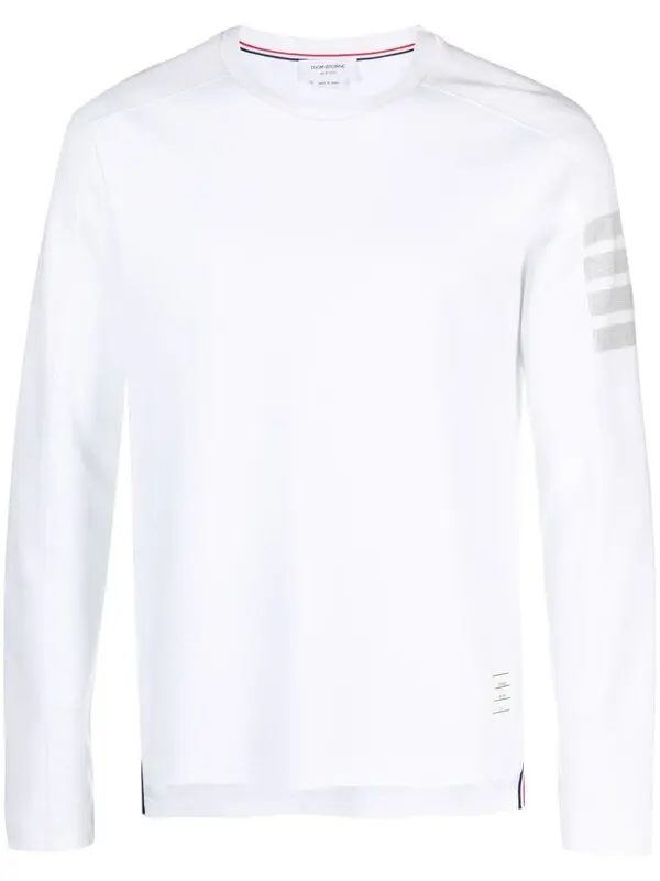 Thom Browne Milano Cotton 4-bar Long Sleeve Tee - White