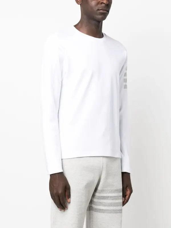 Thom Browne Milano Cotton 4-bar Long Sleeve Tee - White