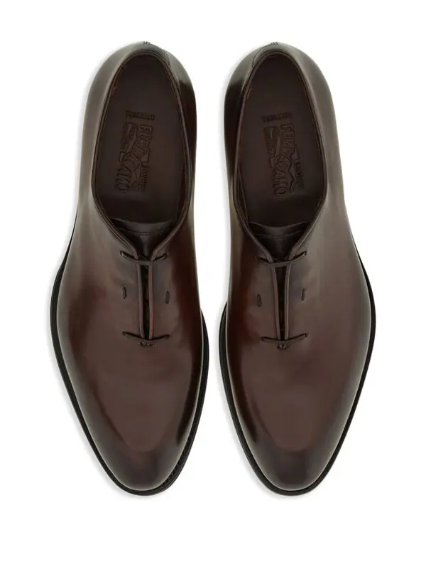 FERRAGAMO Tramezza Leather Oxford Shoes - Brown