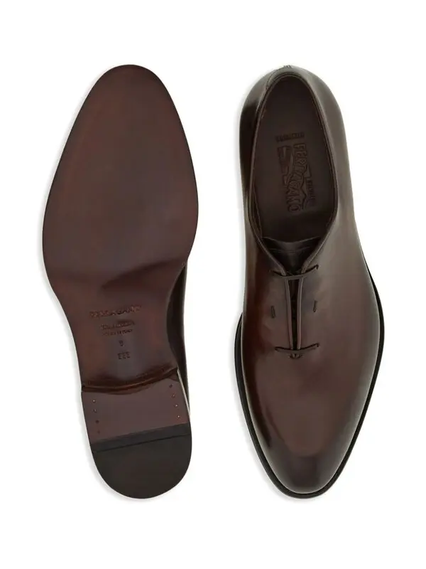 FERRAGAMO Tramezza Leather Oxford Shoes - Brown