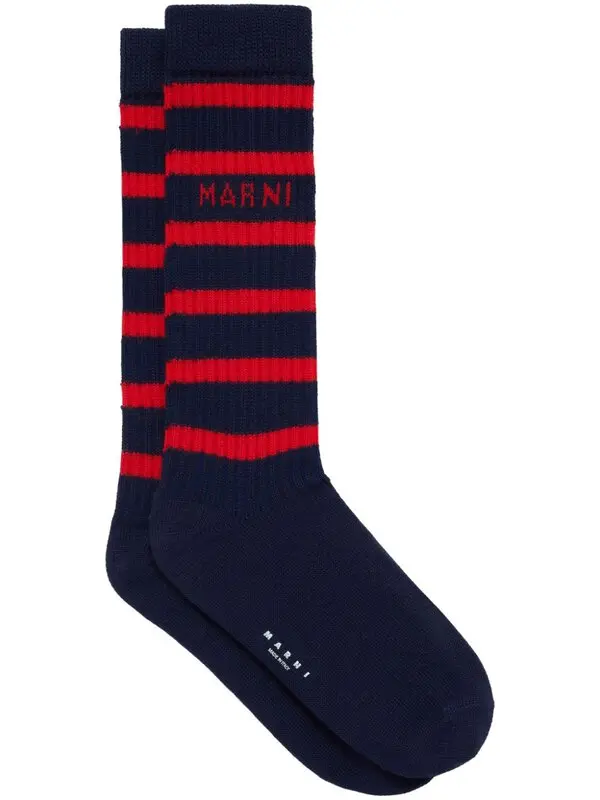 Marni Striped Ribbed Socks - Black