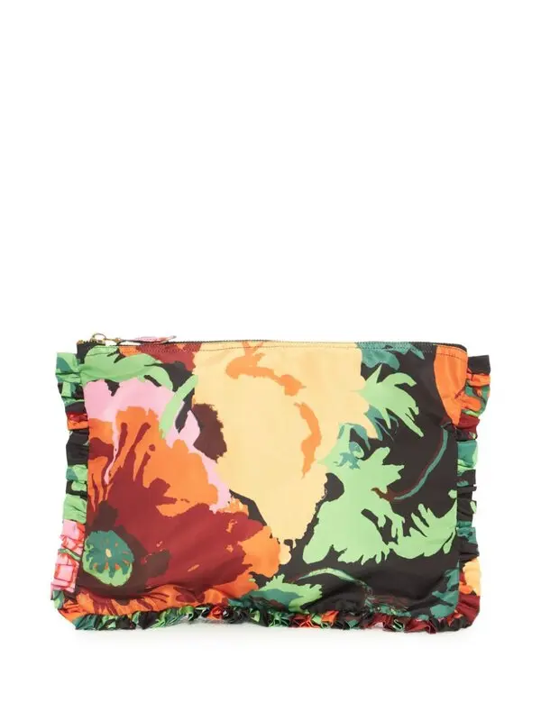 La DoubleJ Floral-print Zipped Clutch - Green