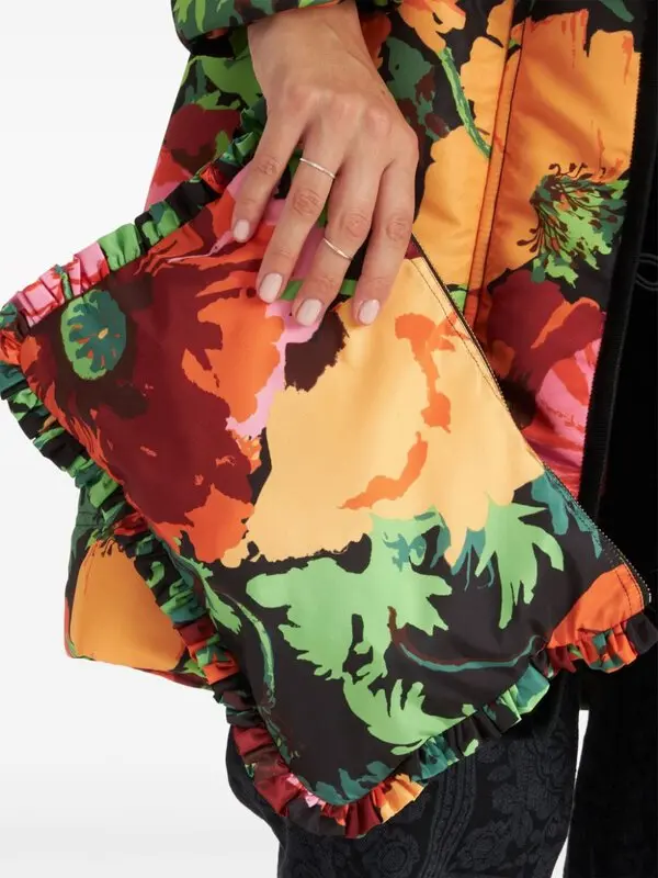 La DoubleJ Floral-print Zipped Clutch - Green