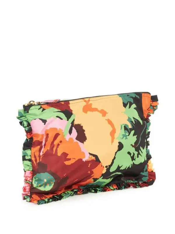 La DoubleJ Floral-print Zipped Clutch - Green