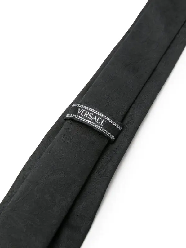 Versace Barocco Jacquard Silk Tie - Black