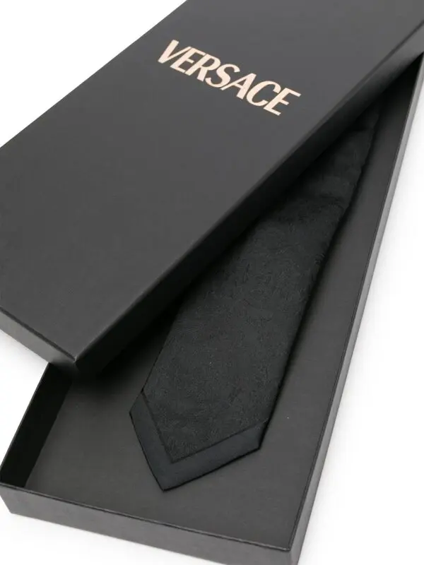 Versace Barocco Jacquard Silk Tie - Black