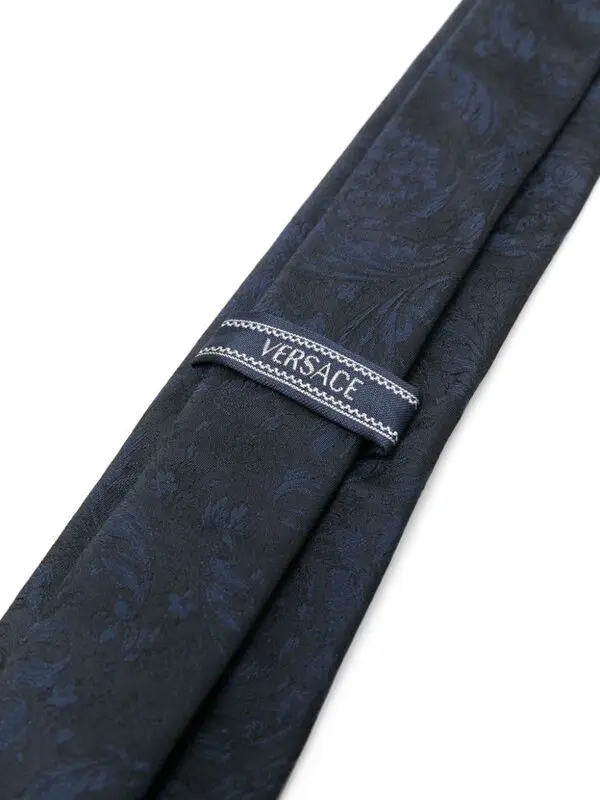 Versace Barocco Jacquard Silk Neck Tie - Blue