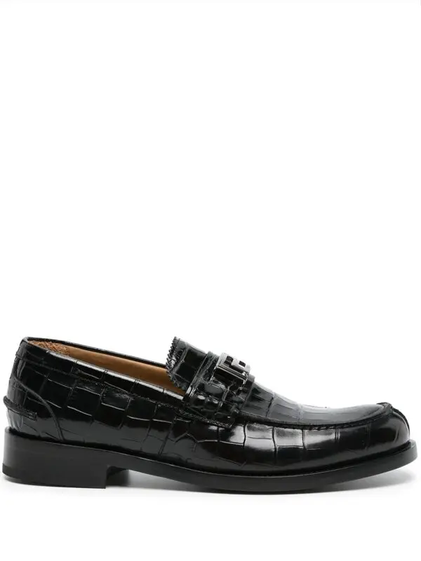 Versace Greca Crocodile-effect Loafers