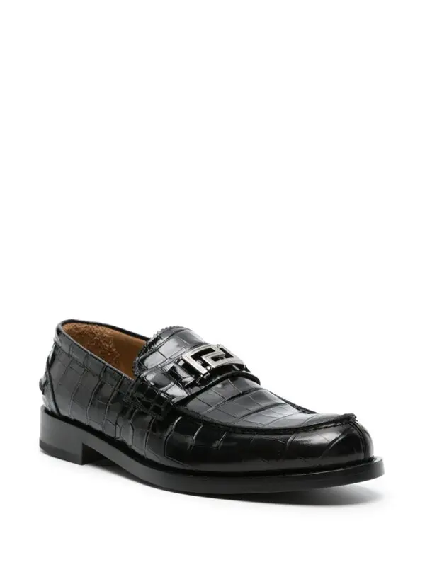 Versace Greca Crocodile-effect Loafers