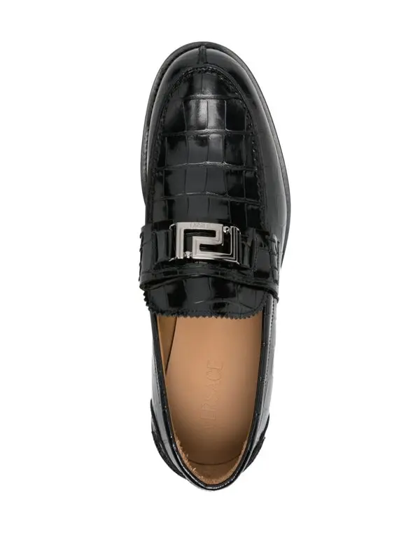 Versace Greca Crocodile-effect Loafers