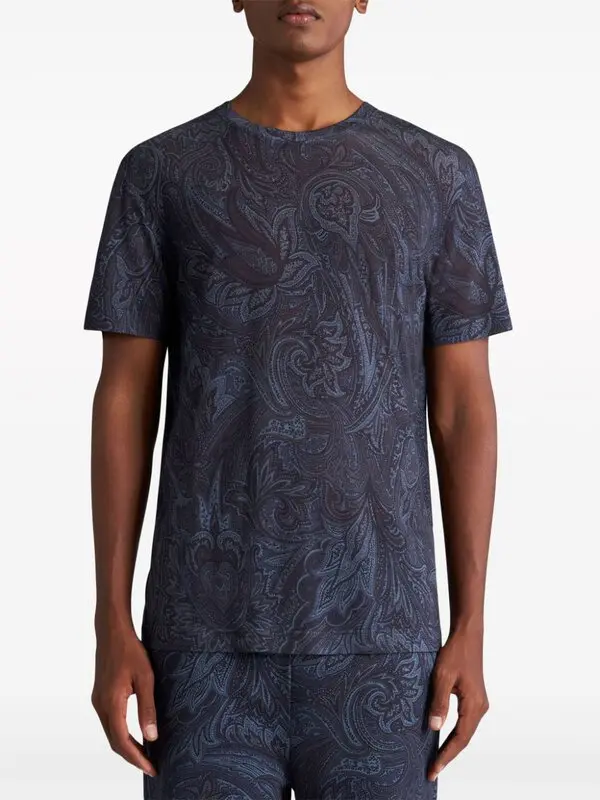 Etro Paisley-print Short-sleeve T-shirt - Blue