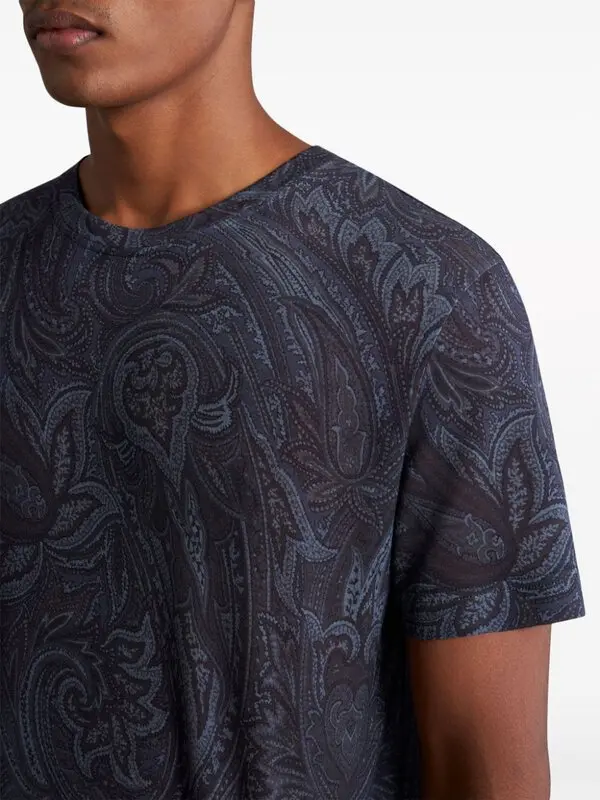Etro Paisley-print Short-sleeve T-shirt - Blue