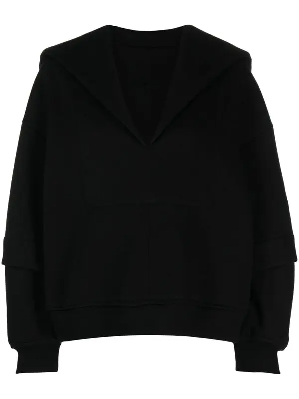 IOANA CIOLACU Sailor-collar V-neck Top - Black