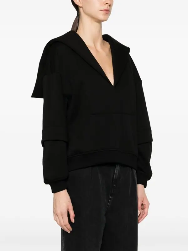 IOANA CIOLACU Sailor-collar V-neck Top - Black