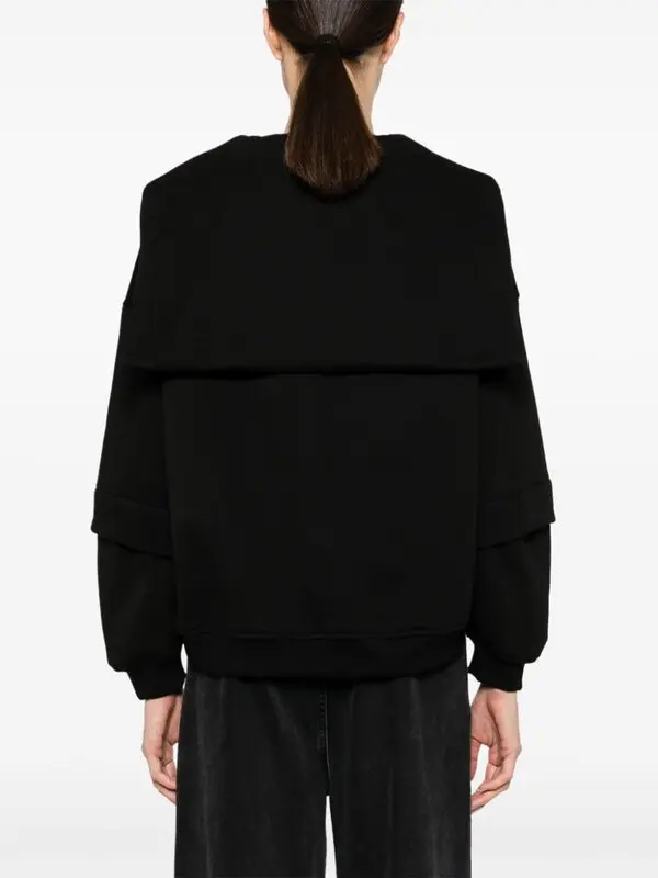 IOANA CIOLACU Sailor-collar V-neck Top - Black