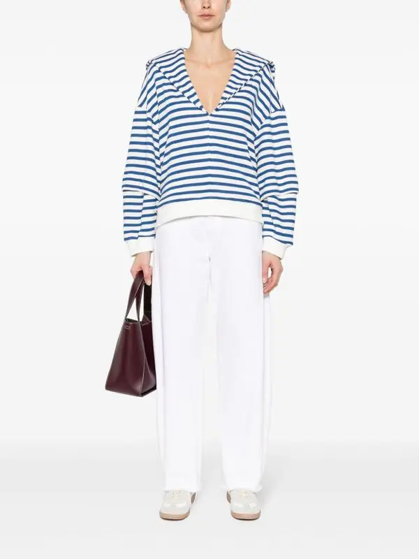 IOANA CIOLACU Sailor-collar Striped Top