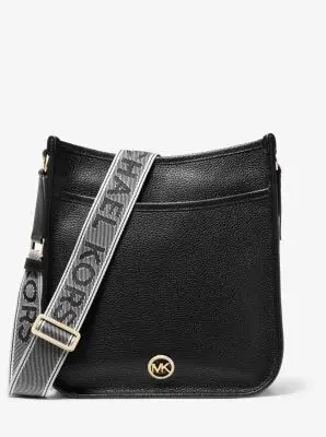 Michael Kors Luisa Large Pebbled Leather Messenger Bag - Black