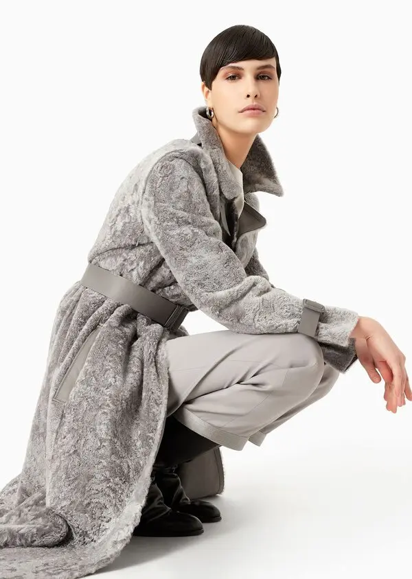 Giorgio Armani Lambskin Shearling Long Coat