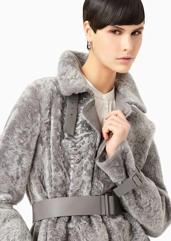 Giorgio Armani Lambskin Shearling Long Coat
