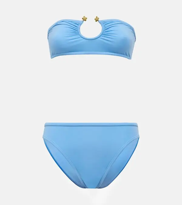 Bottega Veneta Knot Bandeau Bikini - Blue