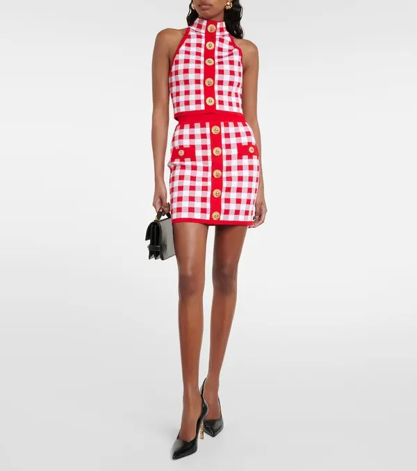Balmain Checked Crop Top