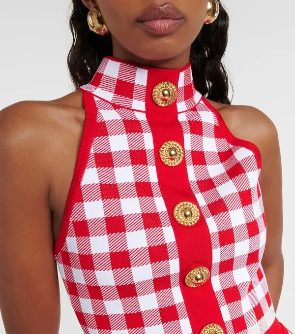 Balmain Checked Crop Top