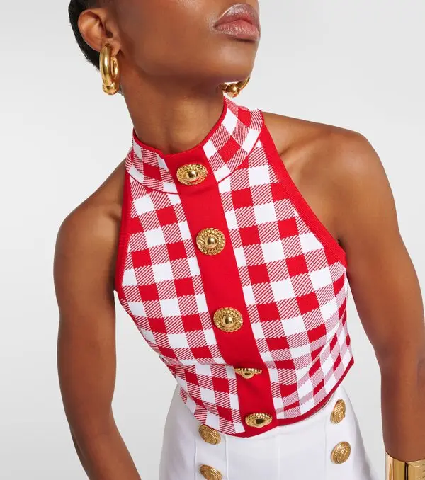 Balmain Checked Crop Top