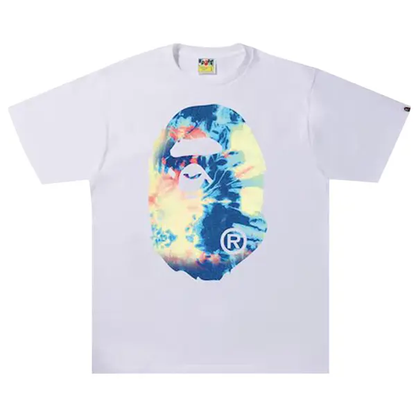 A BATHING APE Tie Dye Big Ape Head Tee - White