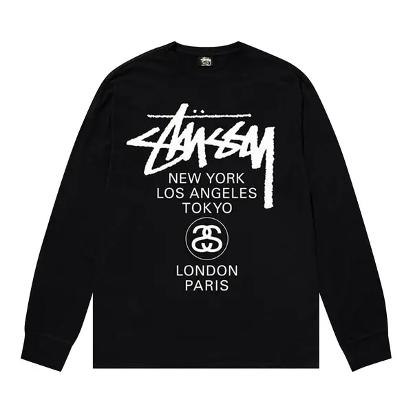 Black T Shirt Stussy World Tour StüSsy World Tour Long-Sleeve Tee