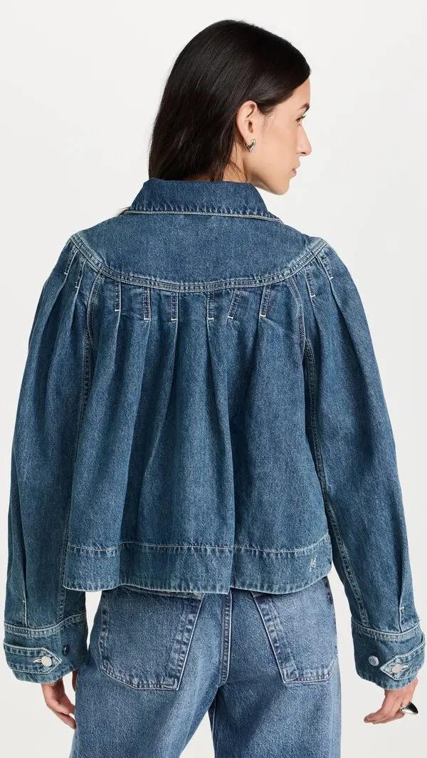 Merlette Easton Denim Jacket Mid-Blue Wash 60% Off Editorialist