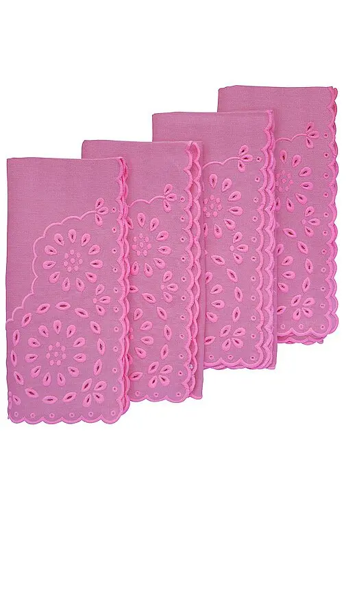 CHEFANIE Pink Eyelet Dinner Napkins Set Of 4 In Pink - N,a