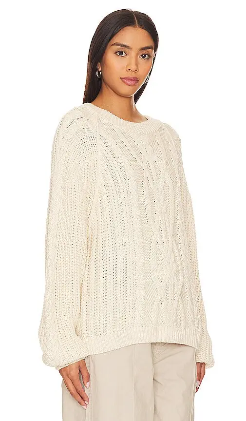 Free People Frankie Cable Knit Sweater - Ivory