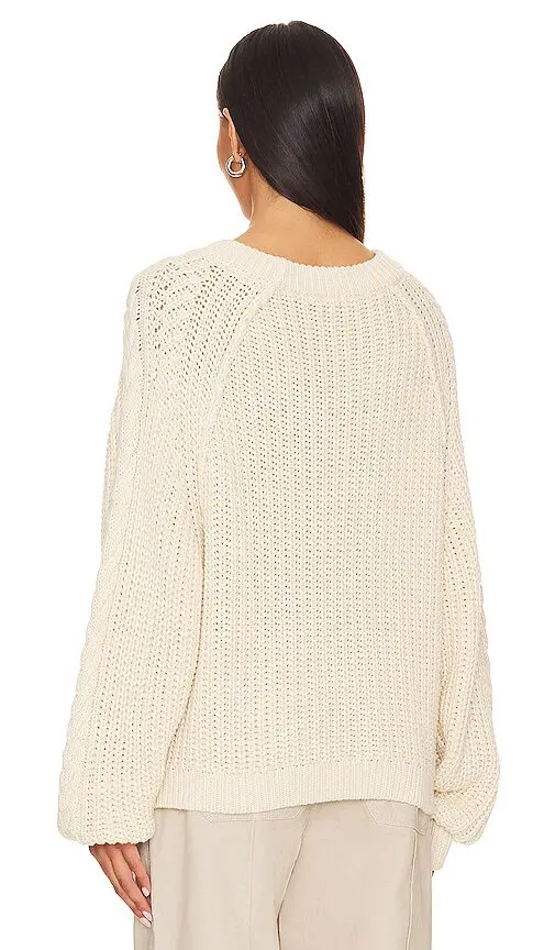 Free People Frankie Cable Knit Sweater - Ivory