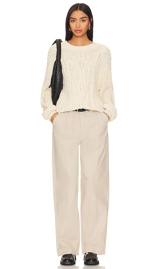 Free People Frankie Cable Knit Sweater - Ivory