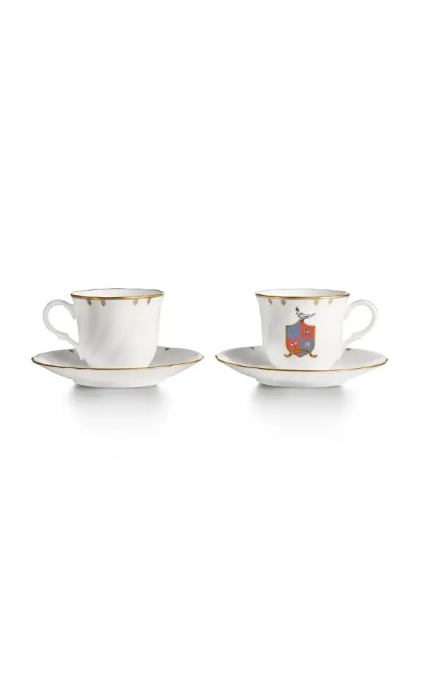 Tiffany & Co. Crest Set-of-two Bone China Espresso Cup - White