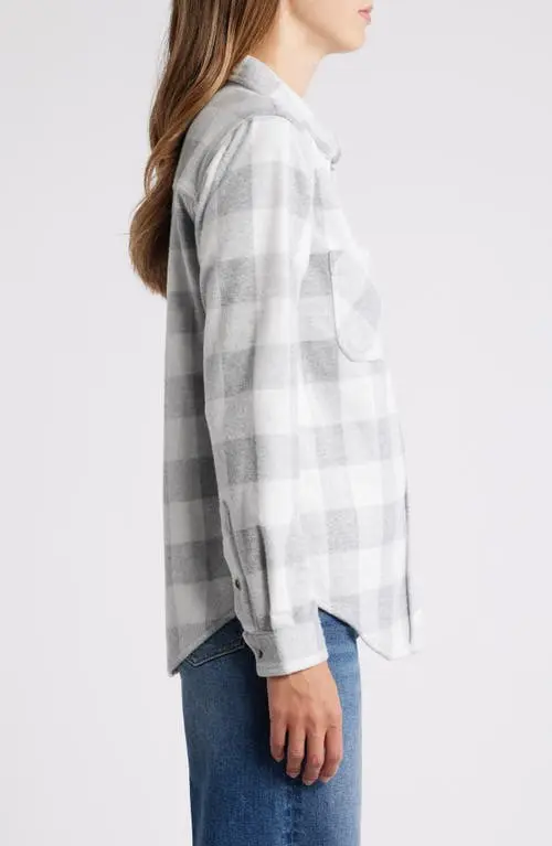 BEACHLUNCHLOUNGE Sally Plaid Shacket - Lt Grey Cream