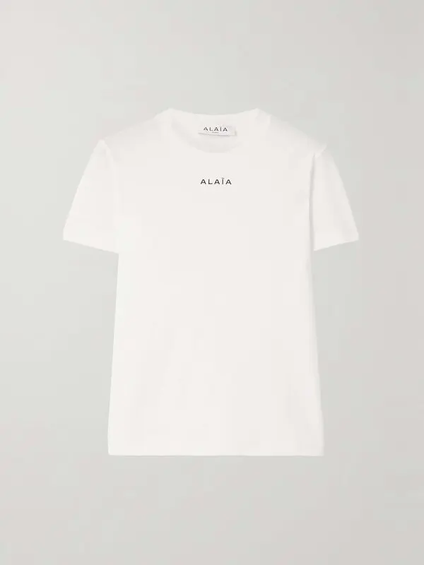 AlaïA Archetypes Embroidered Cotton-Jersey T-Shirt - White