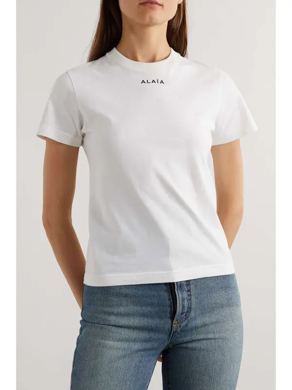 Alaïa Archetypes Embroidered Cotton-jersey T-shirt