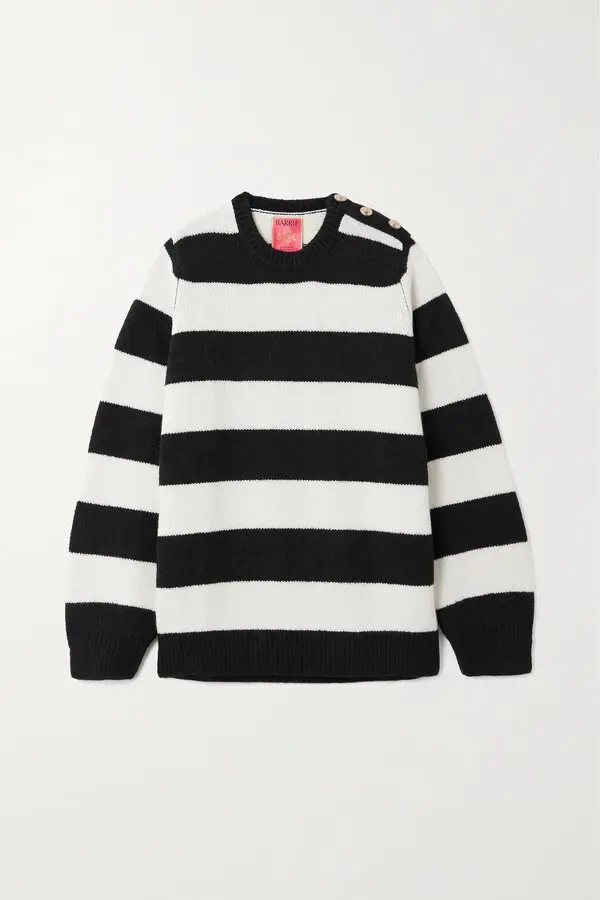 BARRIE Sofia Coppola Embellished Striped Sweater