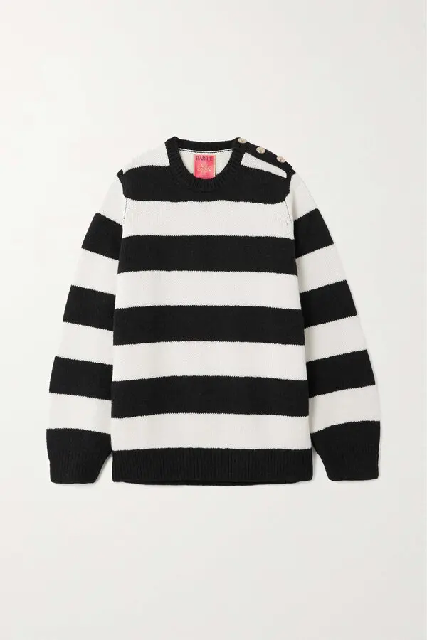 BARRIE Sofia Coppola Embellished Striped Sweater