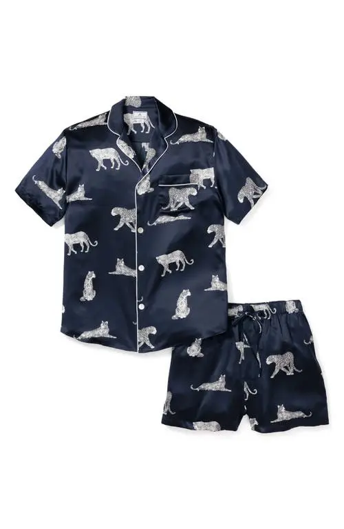PETITE PLUME Panther Print Silk Short Set