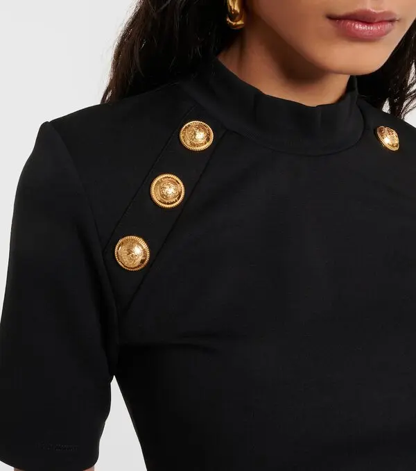 Balmain Embellished Jersey T-shirt - Black