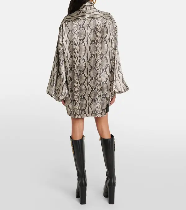 Balmain Snake-print Silk Blouse