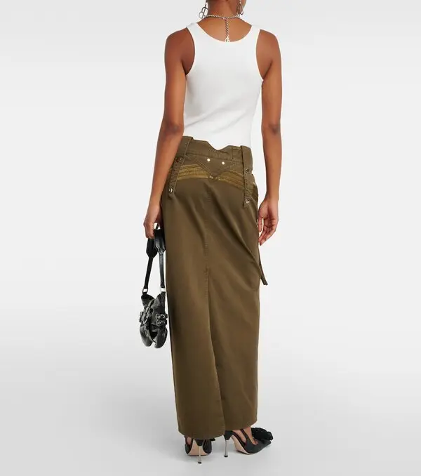 Blumarine Cotton Cargo Maxi Skirt - Brown