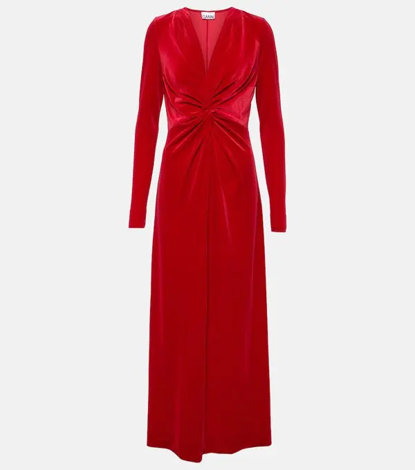 GANNI Velvet Midi Dress