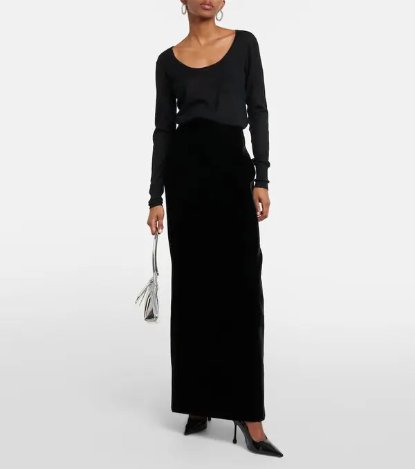 Wardrobe.NYC Velvet Maxi Skirt - Black